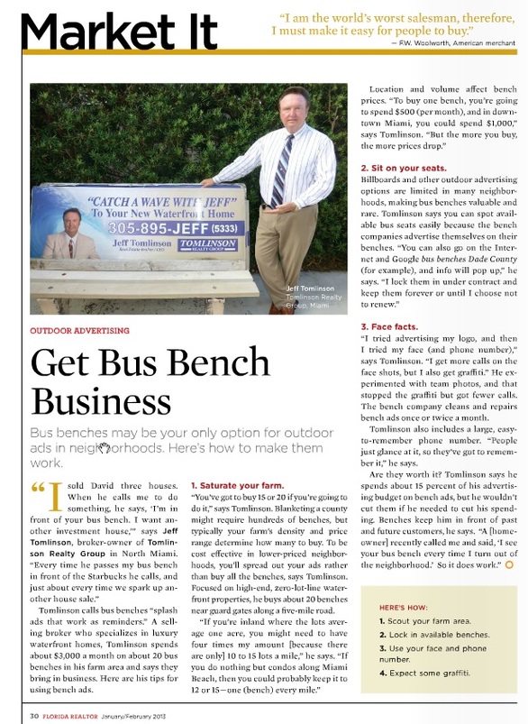 Make Bus Benches Work- Jeff Tomlinson (Florida Realtor Magazine Jan/Feb ...